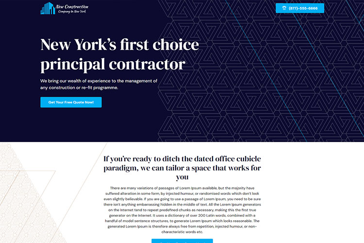 New Construction Service Lead Generation Landing Page - LandingLayouts